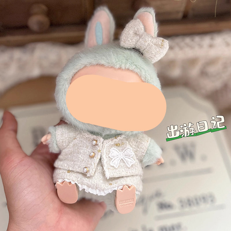 White Tweed Set With Hairbow Keychain Labubo Clothing Labubo Keychain ...