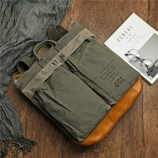 Army Green Canvas Mens Backpack Canvas Army Backpack Bag Canvas Travel ...