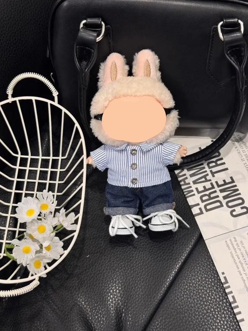 Striped Shirt + Jeans + White Shoes Keychain Labubo Clothes Labubo Clo ...