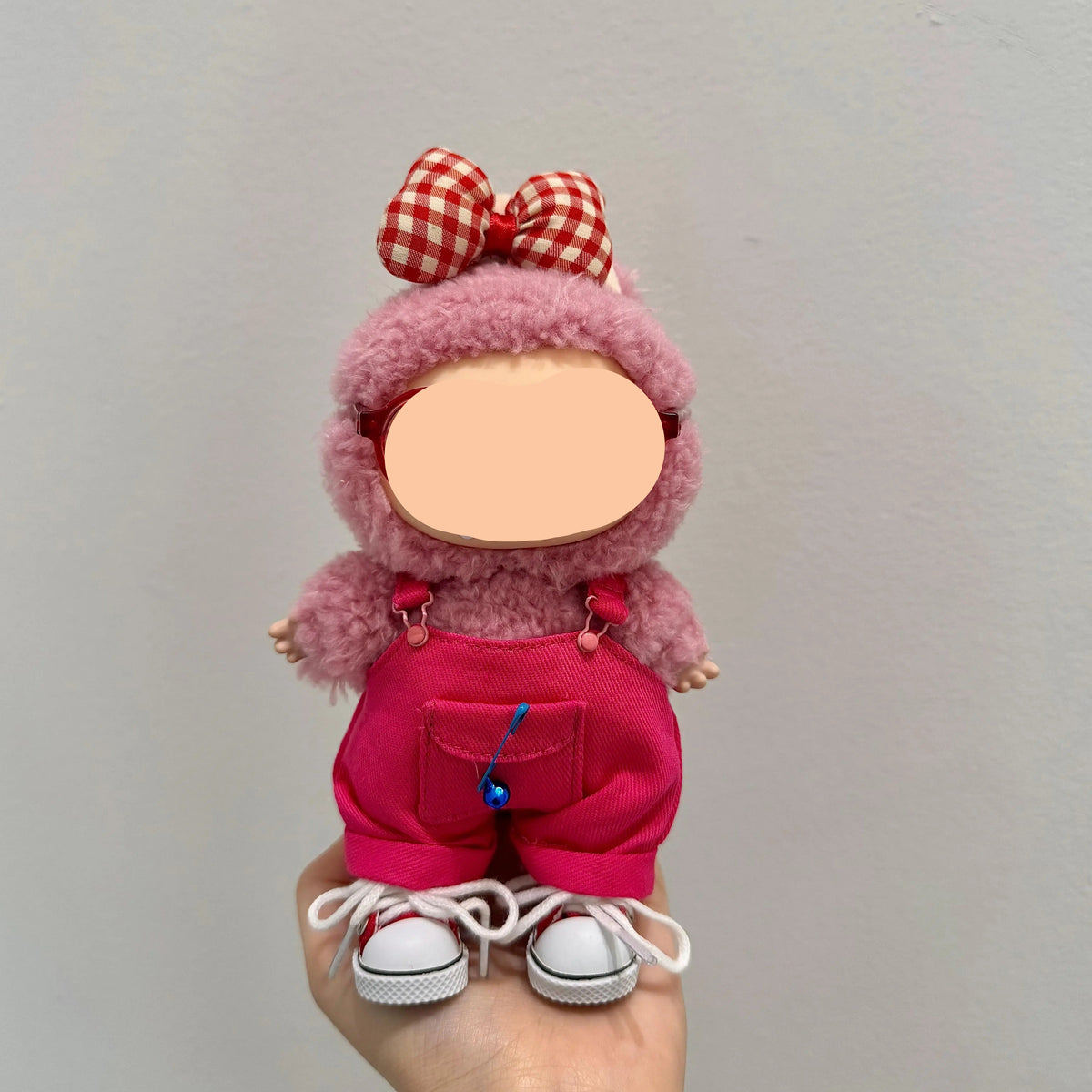 Labubo Outfits Rose Red Overalls + Glasses + Accessories Fashion Labub ...