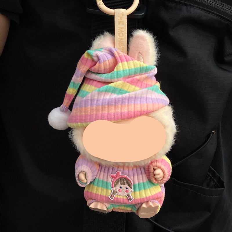 Blue Pajama Set Clothes Labubo Keychain Labubo Clothing Macaron Clothe ...