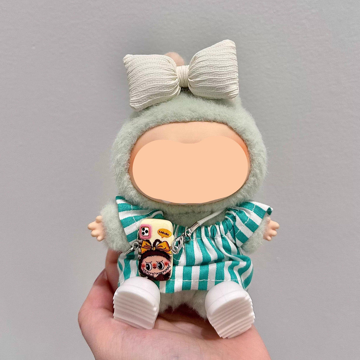 Labubo Clothes Green Top + Headphone Keychain Labubo Clothing Labubo L ...