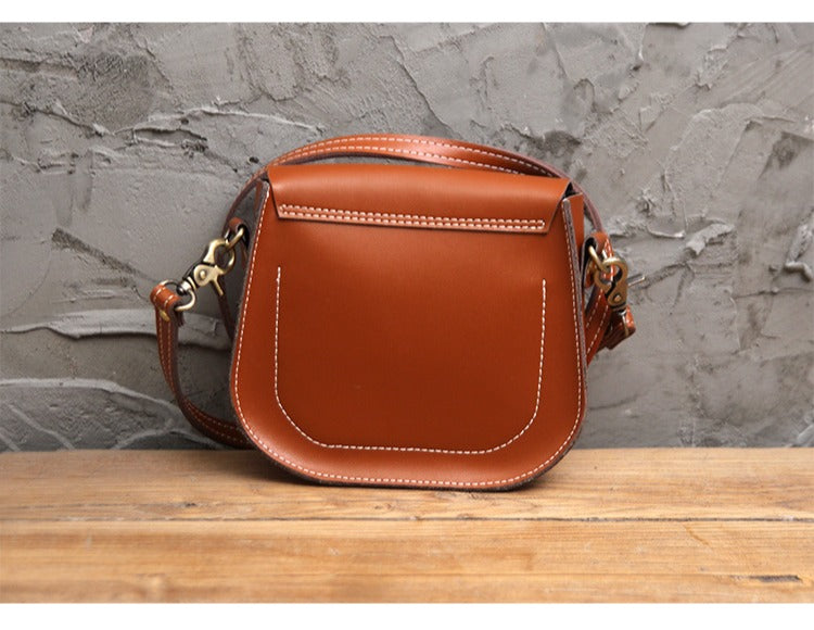 Cute Brown LEATHER Flip Side Bag Handmade WOMEN Saddle Phone Crossbody ...
