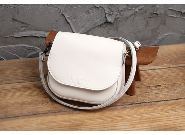 Cute Brown LEATHER Flip Side Bag Handmade WOMEN Saddle Phone Crossbody ...