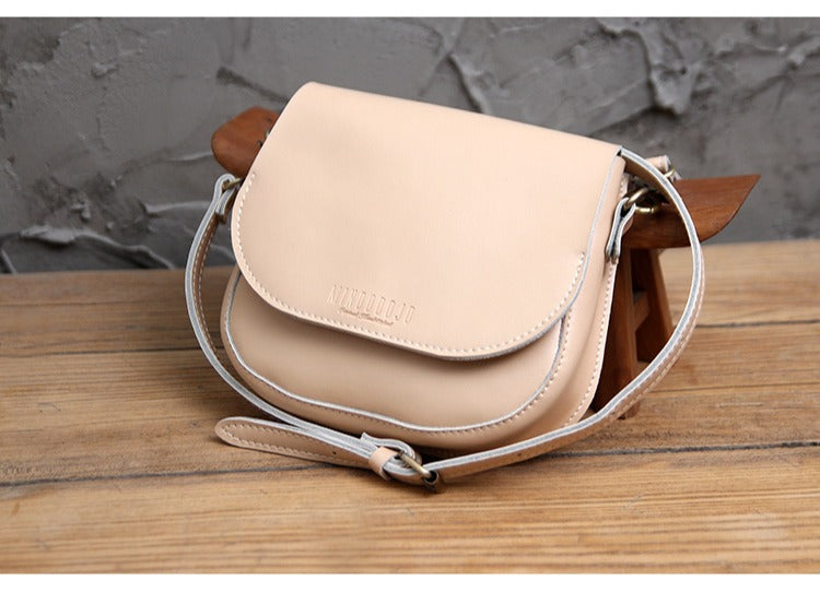 Cute Brown LEATHER Flip Side Bag Handmade WOMEN Saddle Phone Crossbody ...