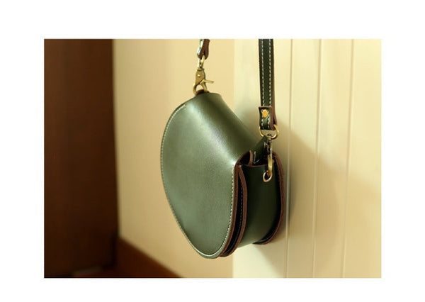 Black Handmade Women Circle Bag Leather Round Bag Cute Round Purse Rou ...