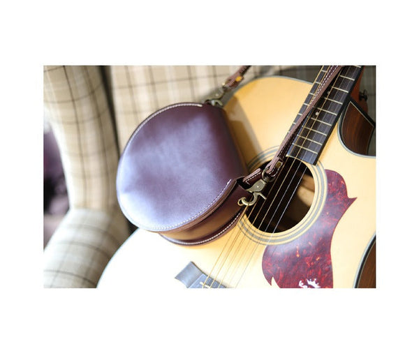 Black Handmade Women Circle Bag Leather Round Bag Cute Round Purse Rou ...