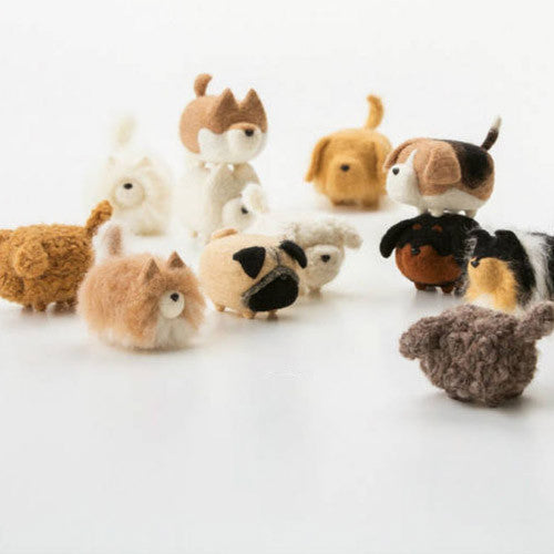 Handmade felted felting project cute animal Akita dogs puppy felted wo ...