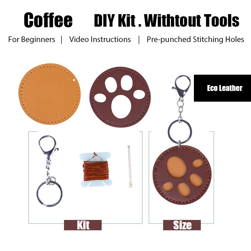 Cute DIY Leather Cat Paw Keychain Kit DIY Leather Project DIY Paw Leat ...