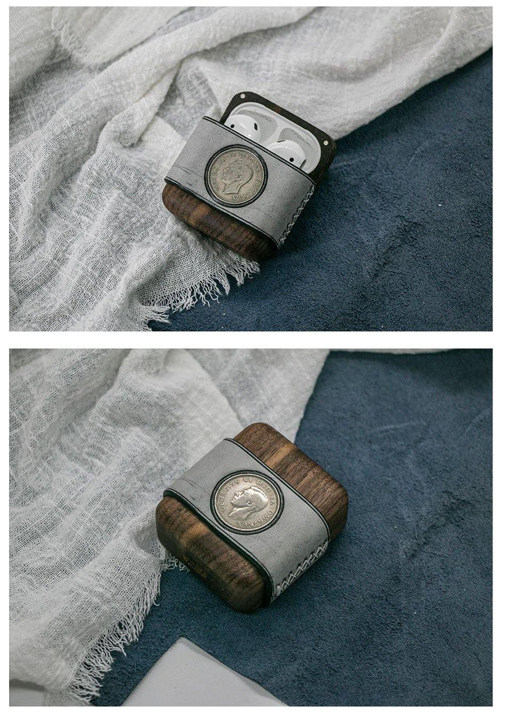 Handmade Leather Wood AirPods Pro Case with Coin Custom Leather AirPod ...