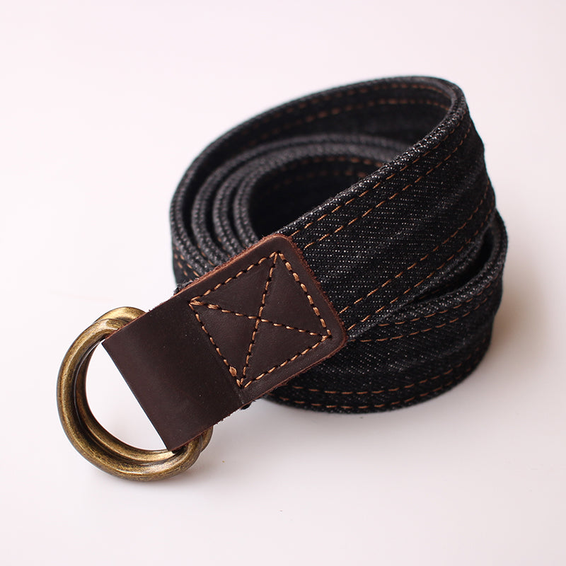Slim Mens Double Loops Denim Belt Denim Blue Belts Vintage Denim Belt ...