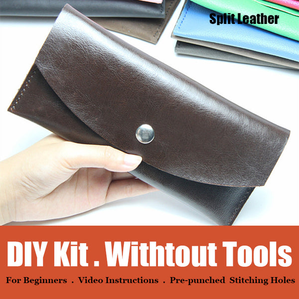 DIY Leather Wallets Kit DIY PinkRed Eco Leather Projects DIY Minimalis ...