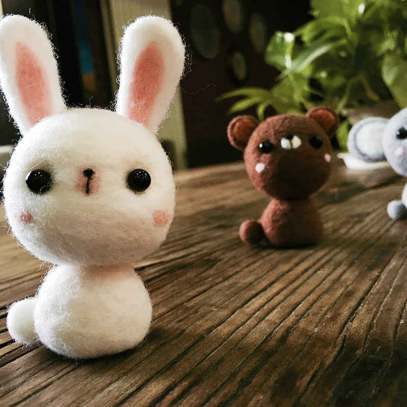 Handmade Needle felted felting kit project Animals cute for beginners ...